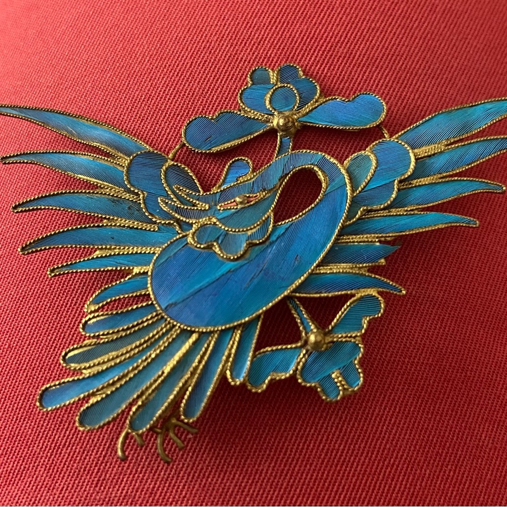 Kingfisher Feather (Tian-Tsui) Phoenix Bird Pin. Qing… - Gem